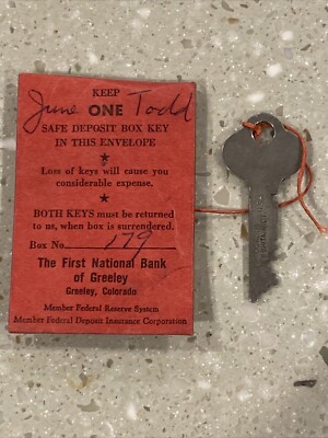 Vintage Old Antique Flat Silver-Tone Safe Safety Deposit Box Key Corbin ...