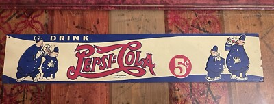 Pepsi Cola Embossed Advertising Sign Police Drinking Pepsi 1940 | eBay