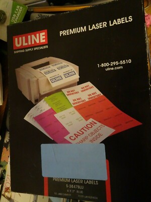 ULINE PREMIUM LABELS FOR LASER OR INKJET 1000 4" x 2" S3847 BLUE NEW | eBay