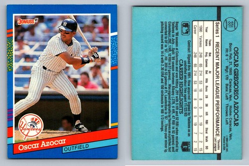 Oscar Azocar Outfielder New York Yankees Donruss 1991 Card 331 | eBay