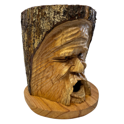 Tree Spirit Birdhouse Wizard rustic Hand Carved Wood Bird house Bali ...