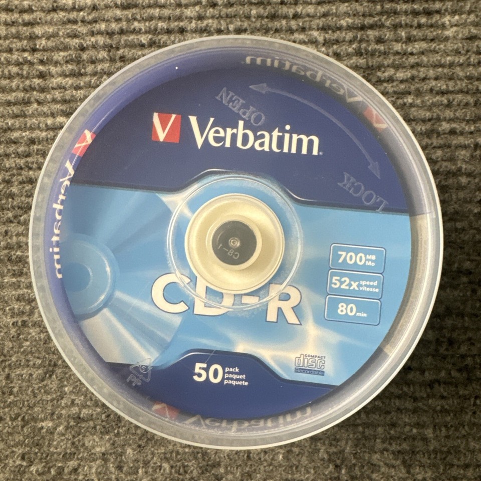 VERBATIM Blank 52X CD-R CDR Branded Logo 700MB Media Disc Pack Of 50 ...
