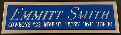 EMMITT SMITH DALLAS COWBOYS NAMEPLATE FOR AUTOGRAPHED Signed FOOTBALL ...