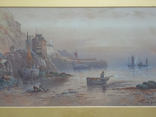 Harry Williams. Large Watercolour, Cornish Harbour Scene. Signed ...