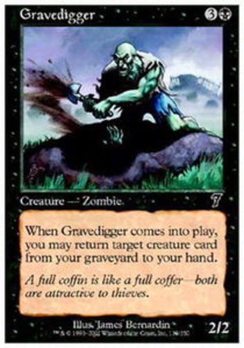 Heavy Play, English MTG Foil Gravedigger - Foil 7th Edition Magic the ...