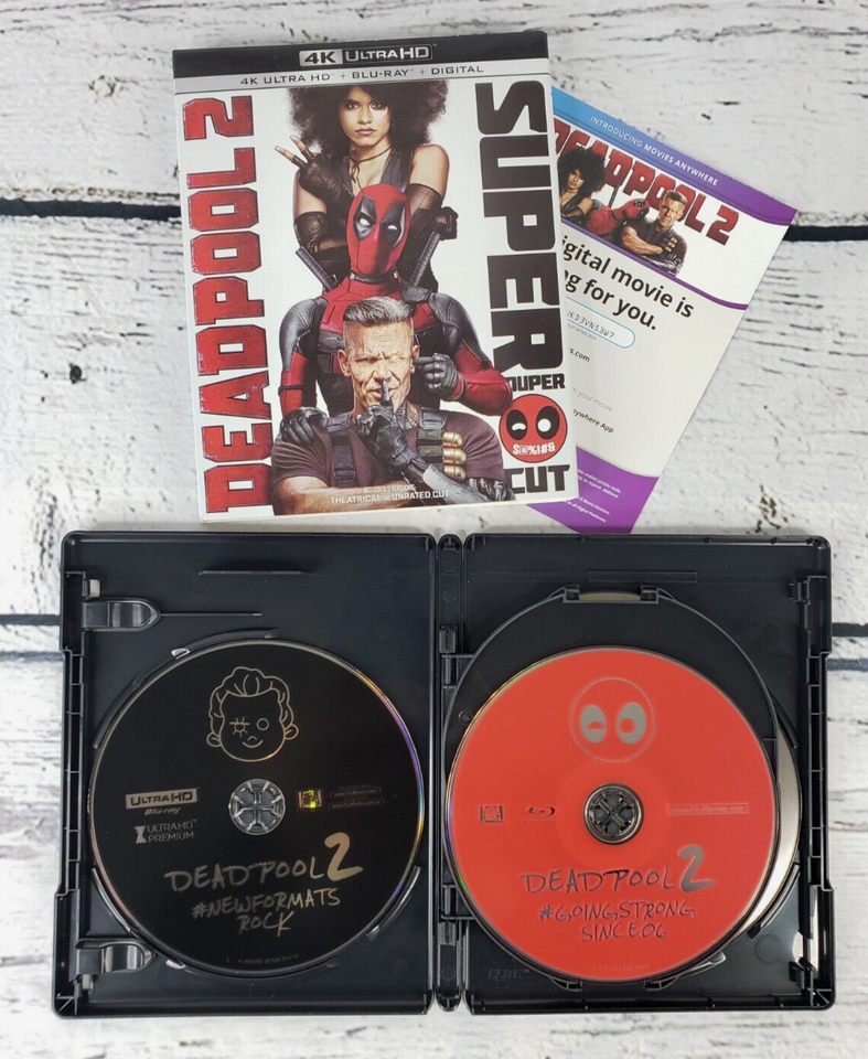 Deadpool 2 Super Duper Cut 4K Ultra HD Blu-ray 4 Disc Set W/ Slipcover ...
