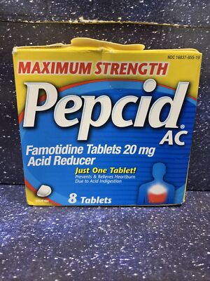 Pepcid AC Maximum Strength Tablets 20 mg Famotidine 8 Ct 10/2024 New ...