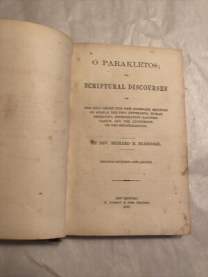 Antique O Parakletos Rev. Eldridge Scripturall Discourses 1870 ...