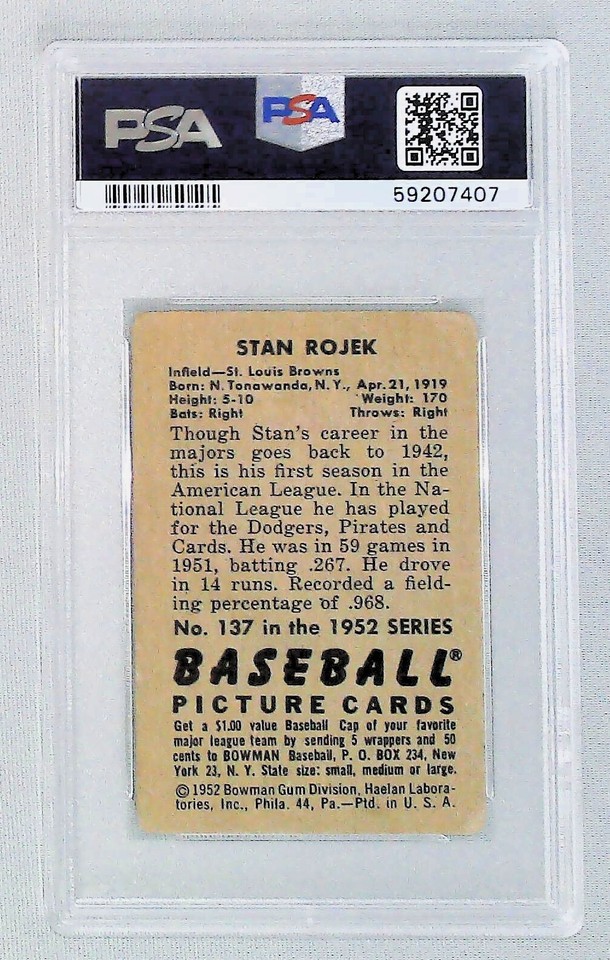 1952 Stan Rojek Bowman #137 PSA 1.5 | eBay