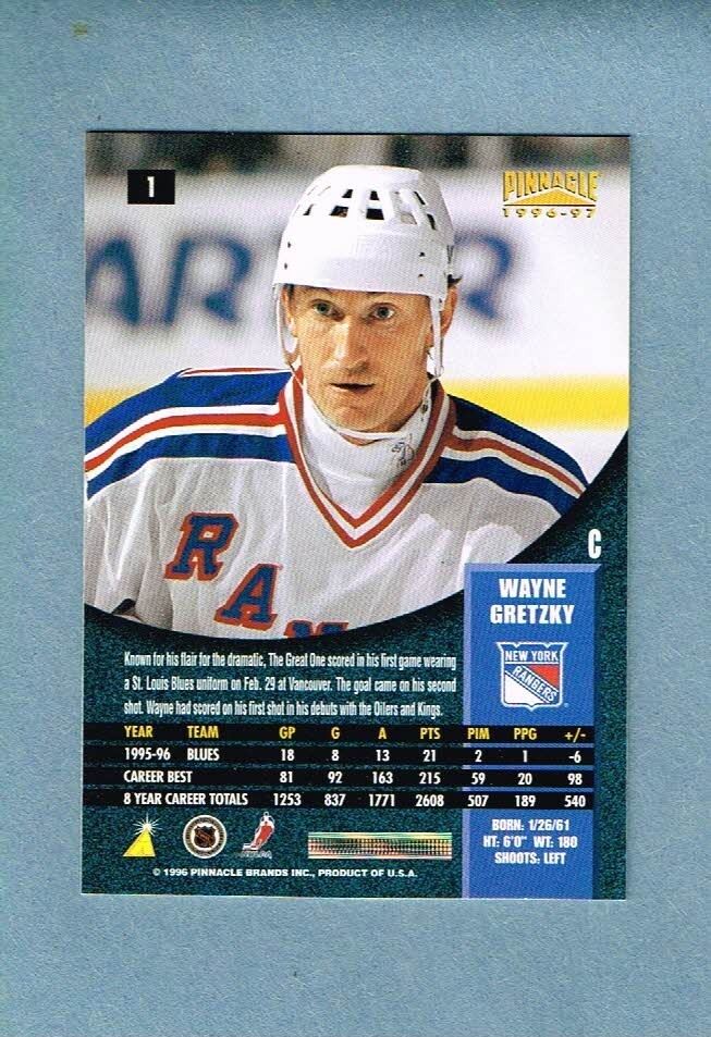 1996-97 Pinnacle #1 Wayne Gretzky | eBay