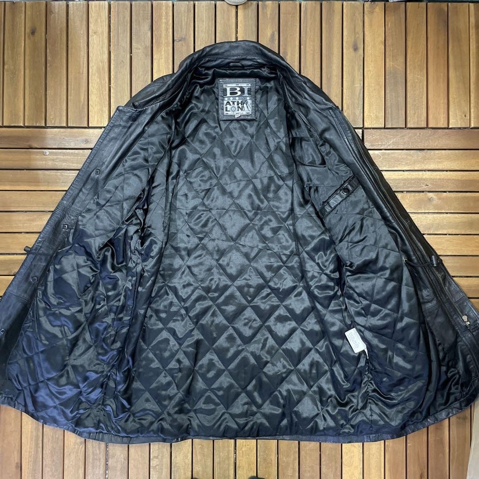 BI CHALLENGE ATHLON Lamb Leather Coat XXL Black Used Small Tear | eBay