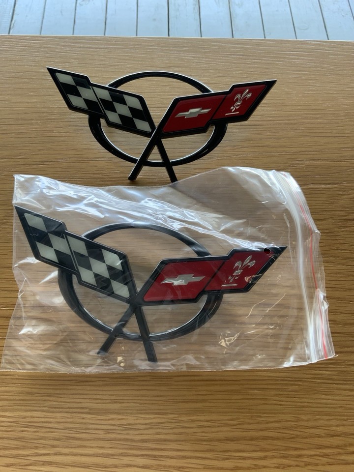 New-1997-2004 Chevrolet Corvette C5 Cross Flag Front Bumper Emblem | eBay