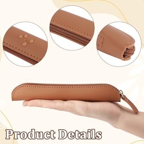 2 Pcs Leather Zipper Pen Pouch Single Pen Case Fountain Pen Sleeve ...