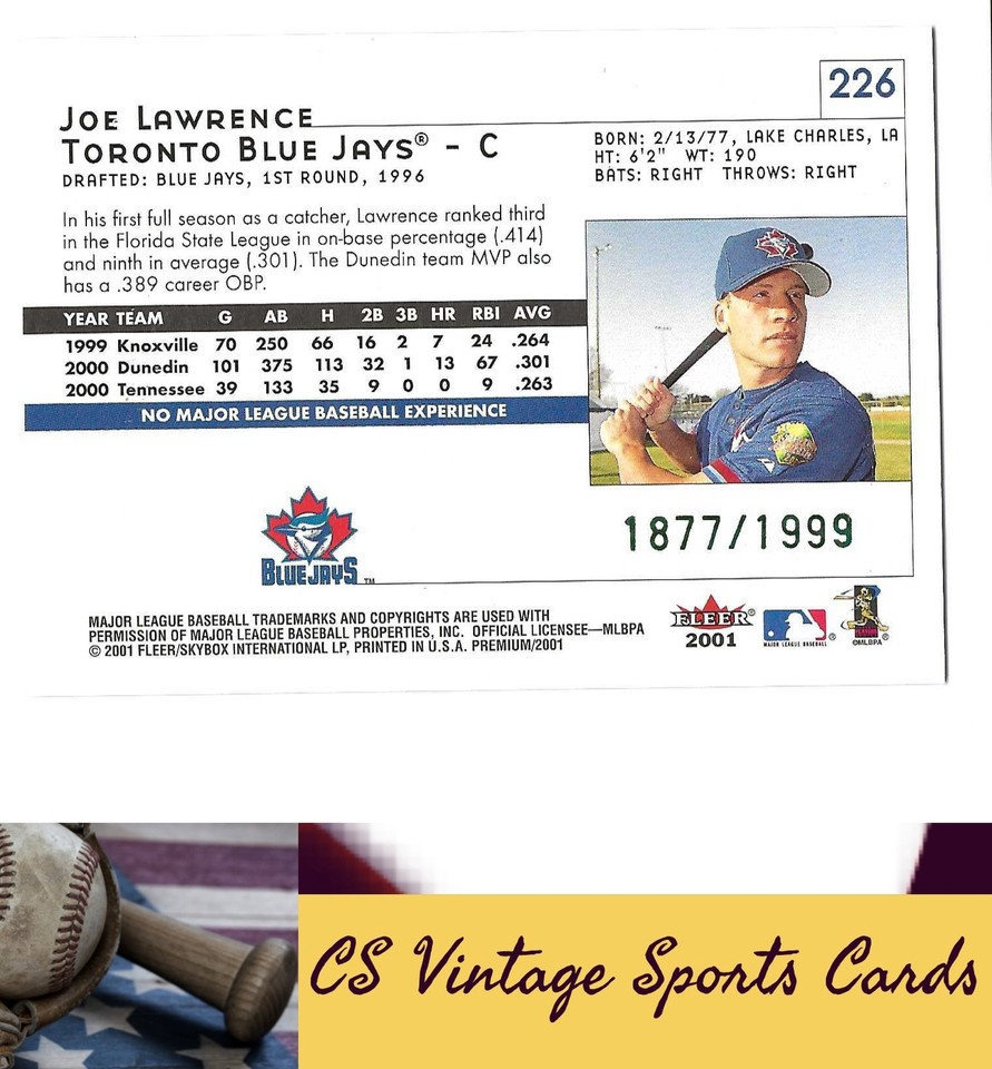2001 Fleer Premium #226 Joe Lawrence #/1999 | eBay