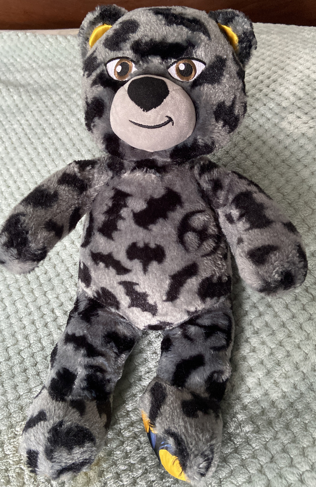 BUILD A BEAR Batman 80 Years Gray Black Bat Symbol 16” Plush Teddy Bear ...