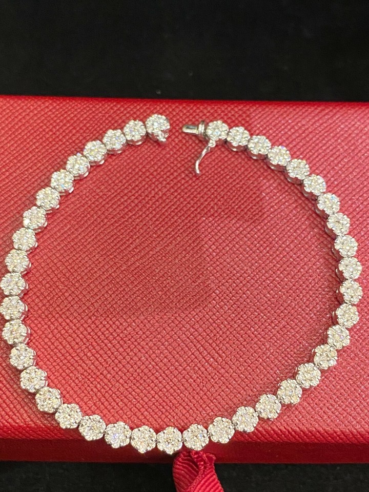 Pave 4.50 Cts Round Brilliant Cut Natural Diamond Tennis Bracelet In ...
