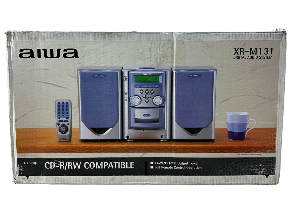 Vintage Aiwa Micro Mini Hi-Fi CD Bookshelf Stereo System XR-M150 Open ...