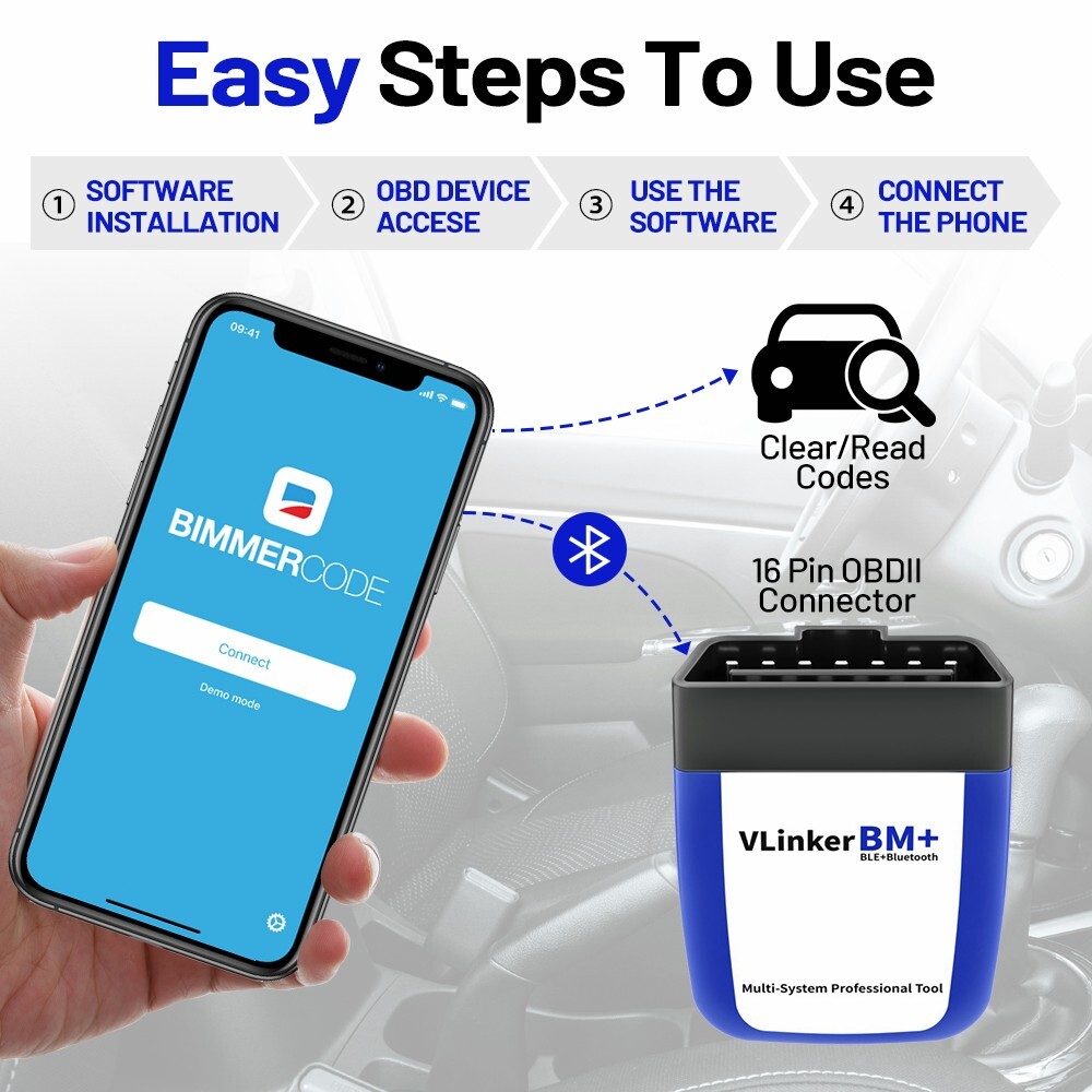 Vgate vLinker BM+ BT 4.0 OBD2 Diagnostic Scanner Tool BIMMERCODE For IOS Android | eBay
