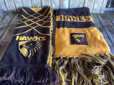 HAWTHORN HAWKS SCARVES SCARF SET OF TWO OFFICIAL AFL FOOTBALL ...