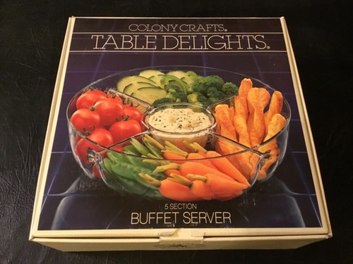 Vintage Colony Crafts Table Delights Glass Round 5 Section Buffet ...