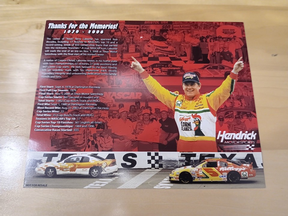 Terry LaBonte Autographed 8x10 Print / 7,544 / See DESCRIPTION | eBay
