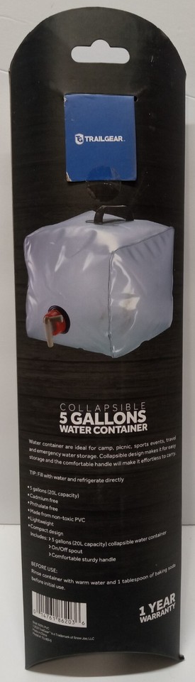 TRAIL GEAR Collapsible 5 Gallons Water Container w/ Spout & Carry ...