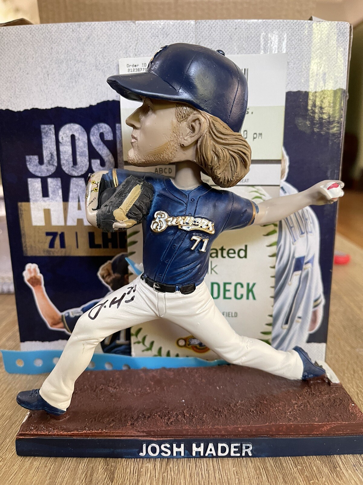 2019 MILWAUKEE BREWERS JOSH HADER /42 SIGNED "CHECK DECK" AUTO SGA ...