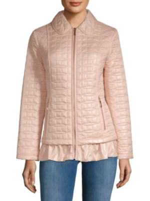 Kate Spade New York Quilted Ruffle-Hem Jacket Cameo Pink Size XS MSRP ...