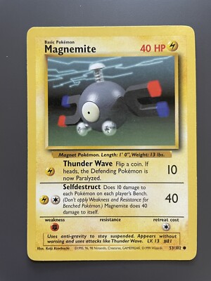 Magnemite 53/102 Common Base Set Unlimited Pokémon | eBay