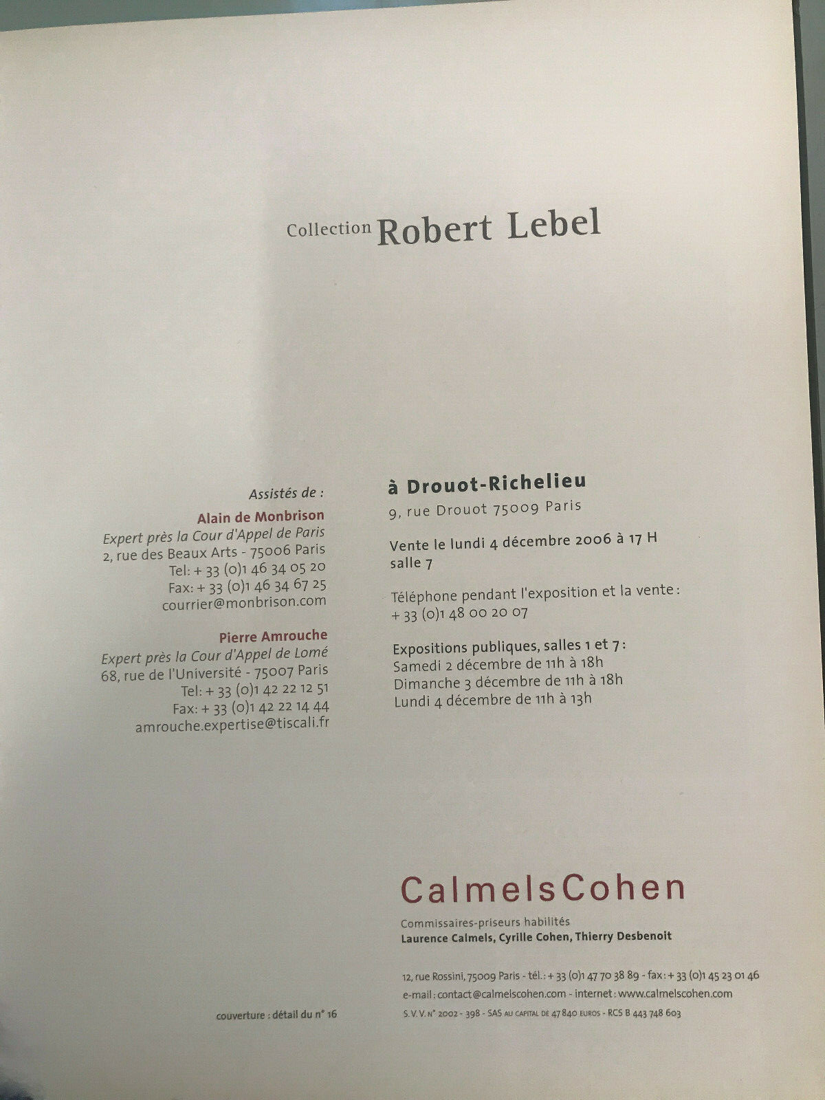 COLLECTION ROBERT LEBEL / VENTE CALMELS COHEN / ART ESKIMO ET ...