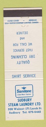 Matchbook Cover - Sanitone Sudbury Steam Laundry ON | eBay