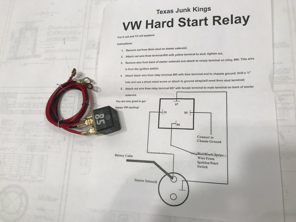 VW Volkswagen Hard Start Relay Kit 12 Volt Beetle Bug Bus Ghia Air ...