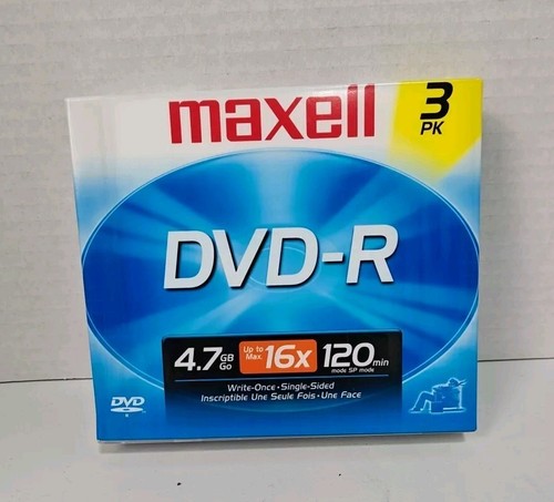 Maxwell DVD-R 3 pack-brand NEW 4.7 GB Go up to max 16X 120 min SP mode ...