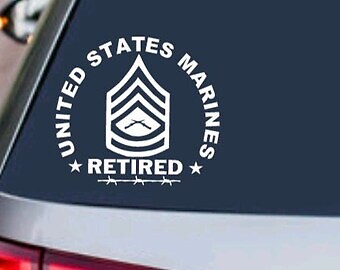 MARINE CORPS GUNNEY SERGEANT RETIRED DECAL - USMC Sticker Car Truck ...