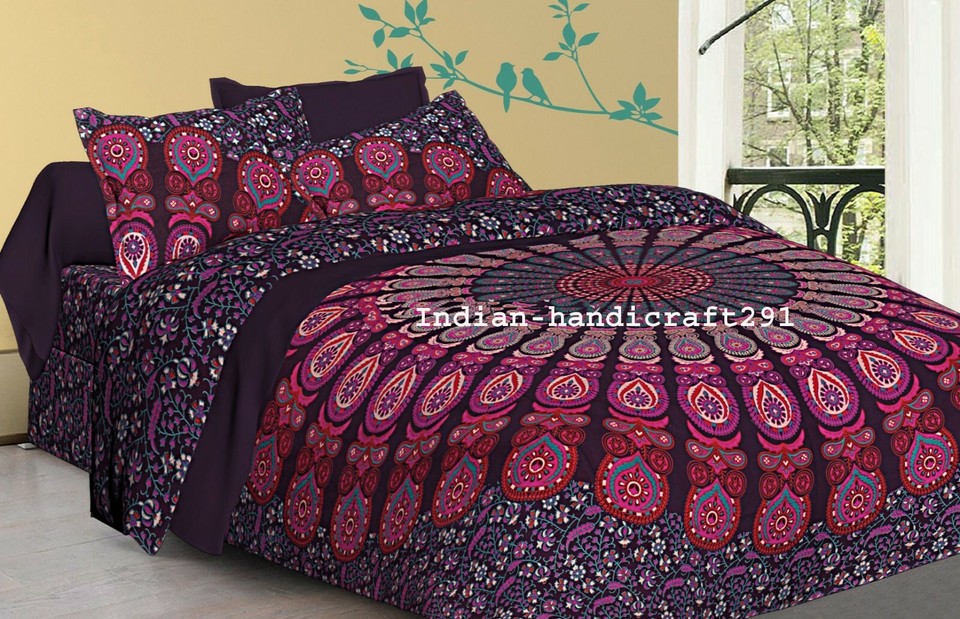 Indien Pink & Purple Mandala Bedding Quilt Duvet Cover King Size ...