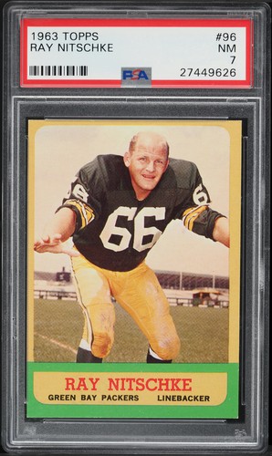 1963 Topps FB Card # 96 Ray Nitschke Green Bay Packers ROOKIE RC HOF ...