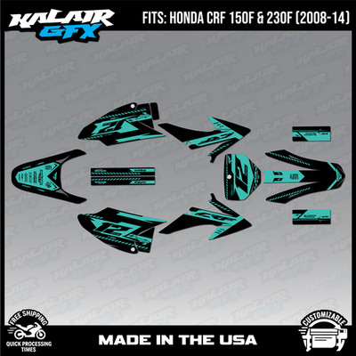 Graphics Kit for HONDA CRF150F CRF230F (2008-2014) Lethal Series - Teal ...