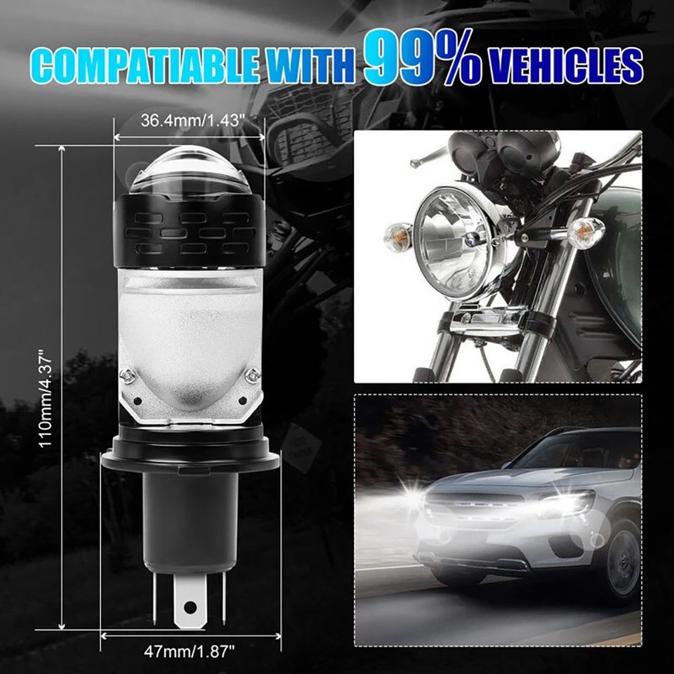 H4/9003 Mini Bi-LED LED Projector Lens 120W Headlight Bulb Retrofit LHD ...