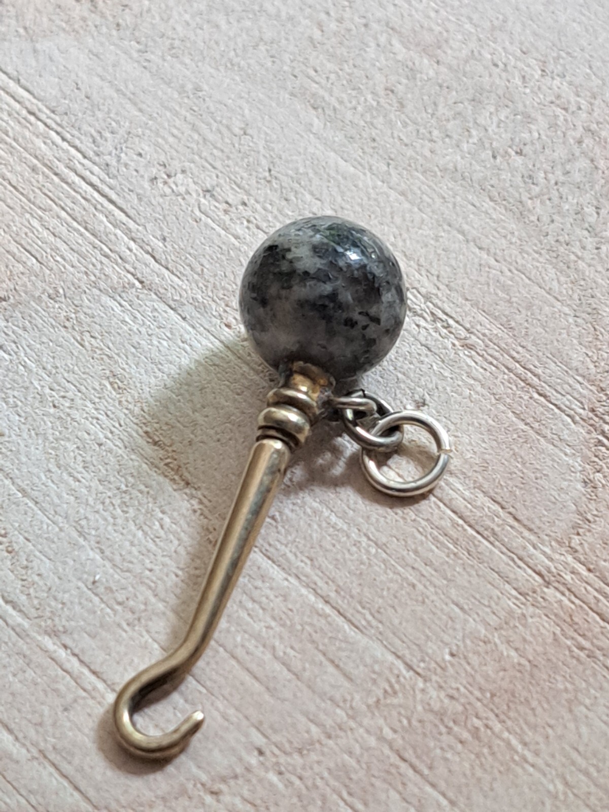 ANTIQUE VINTAGE CHATELAINE BUTTON HOOK WITH AGATE SPHERE | eBay