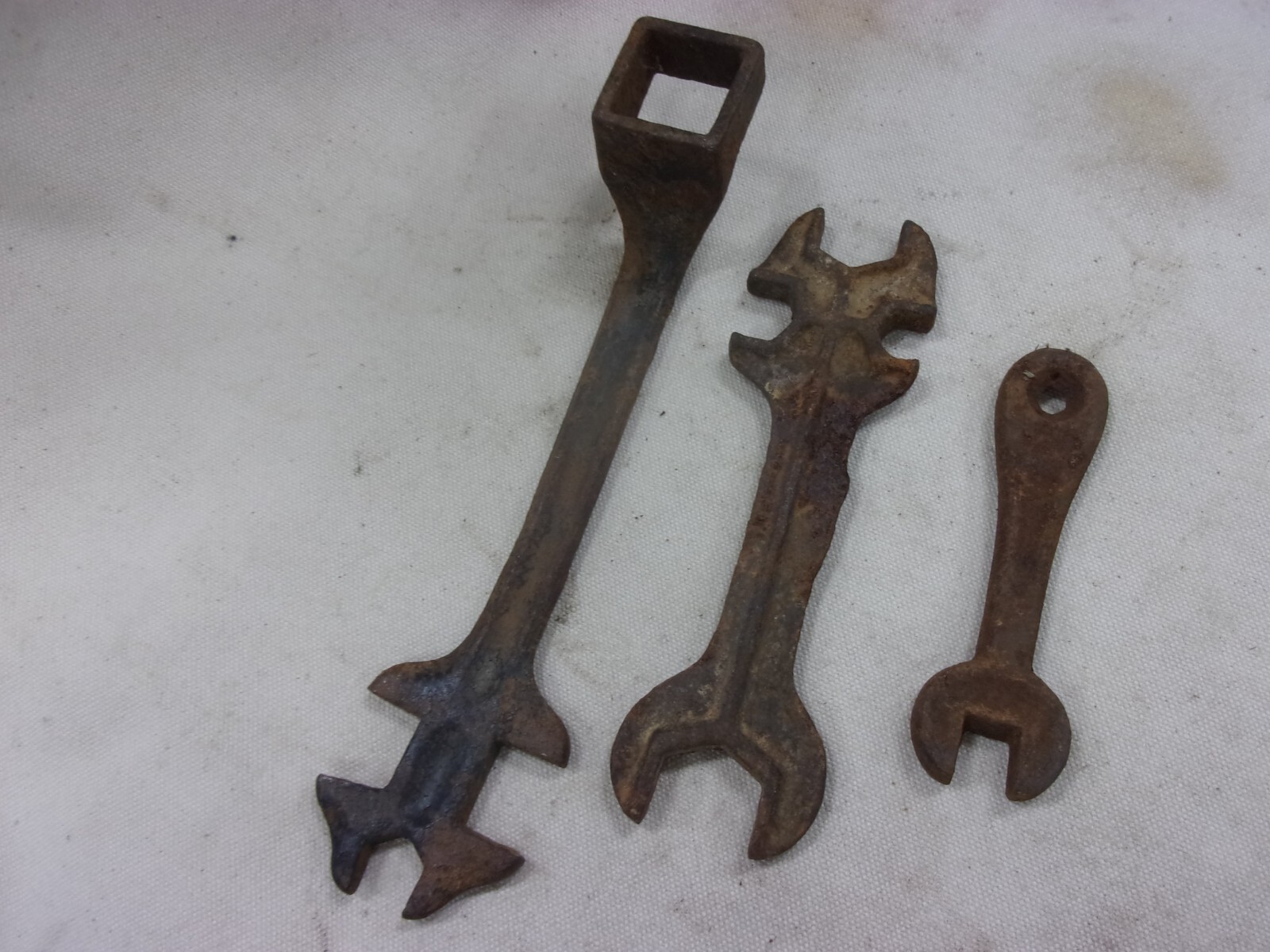 Lot of 3 Old Farm Implement Plow Wrenches Multi Tool Antique Vtg Square ...