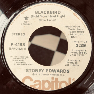 Stoney Edwards - Blackbird (Hold Your Head High) 1975 7", Single, Promo ...