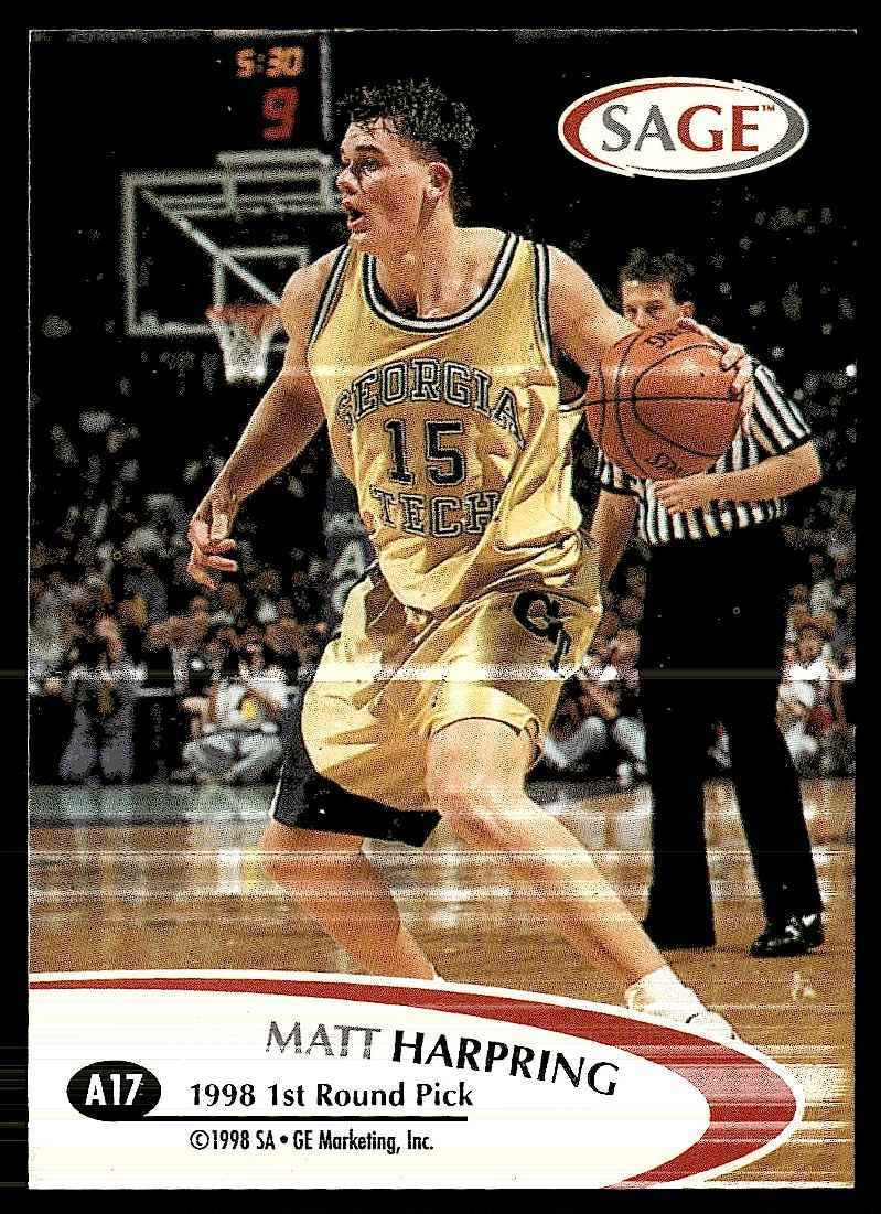 BK Matt Harpring 1998-99 SAGE Autographs 217/999 Georgia Tech Yellow ...