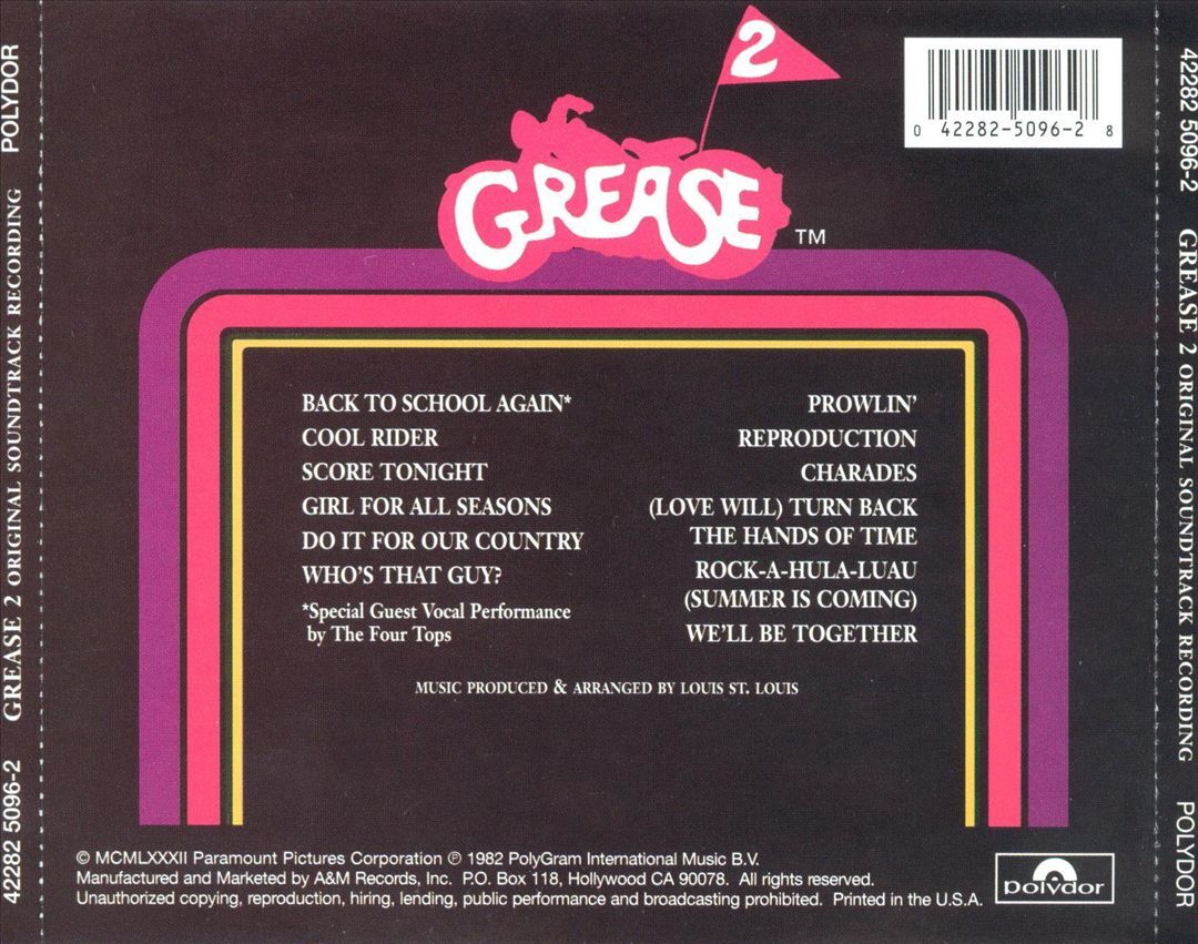 ORIGINAL SOUNDTRACK - GREASE 2 [ORIGINAL SOUNDTRACK] NEW CD 42282509628 ...