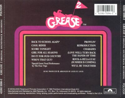 ORIGINAL SOUNDTRACK - GREASE 2 [ORIGINAL SOUNDTRACK] NEW CD 42282509628 ...