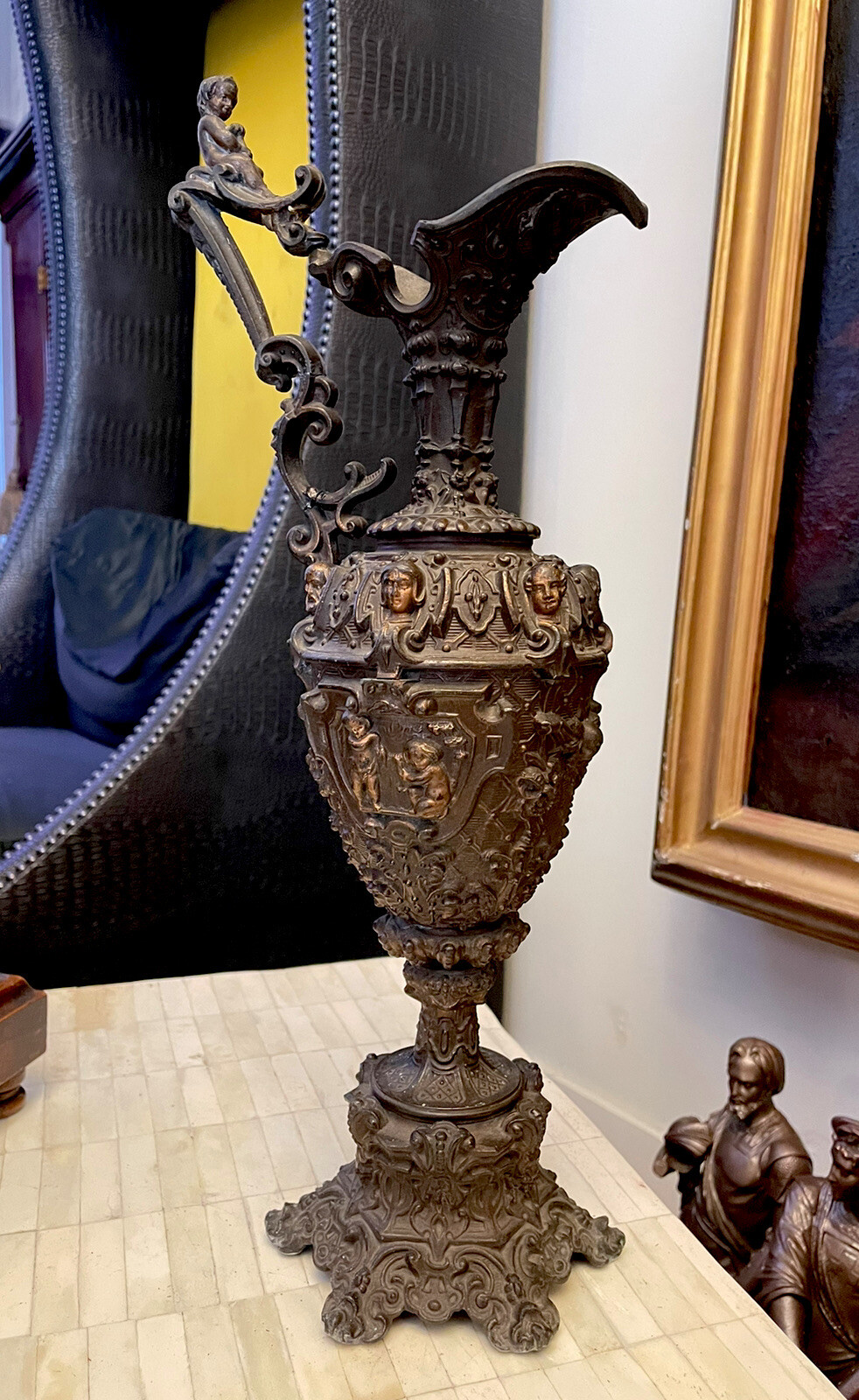 Large Antique Cast Ewer/Pitcher Clock Garniture | eBay