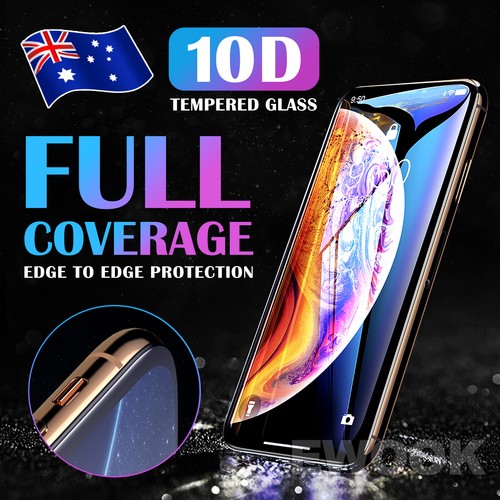 For iPhone XS Max XR X 10D Tempered Glass Screen Protector Full Cover 8 ...