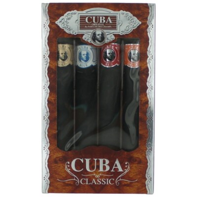 Cuba Classic by Cuba, 4 Piece Gift Set men with Orange, Red, Blue ...