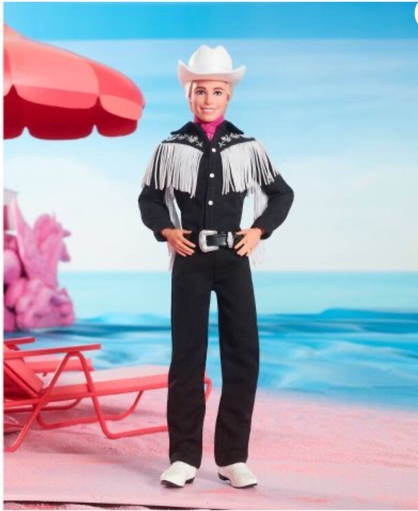 Barbie The Movie Collectible Ken Doll Wearing Black and White Western ...