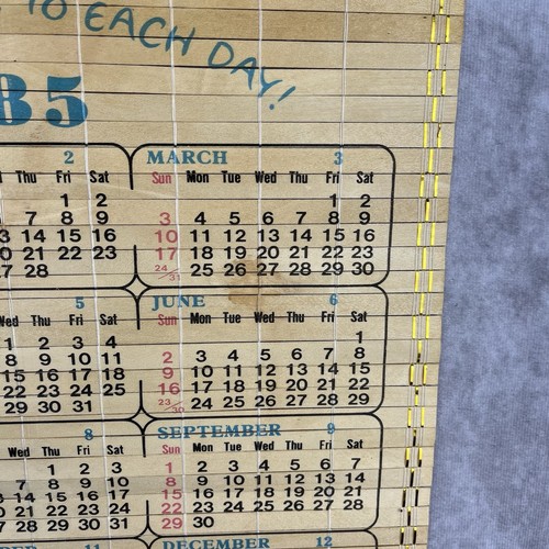 Vintage 1985 Rainbow Calender Wooden Bamboo Hanging Calendar Sunshine ...