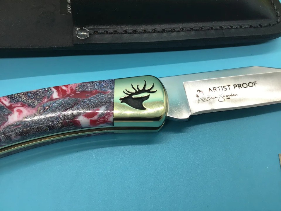Brian Yellowhorse Custom Buck 110 Candy Cane ARTIST PROOF Knife YH417 ...